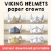 Viking Paper Crown Activity Printable Kids Craft Helmet - Etsy