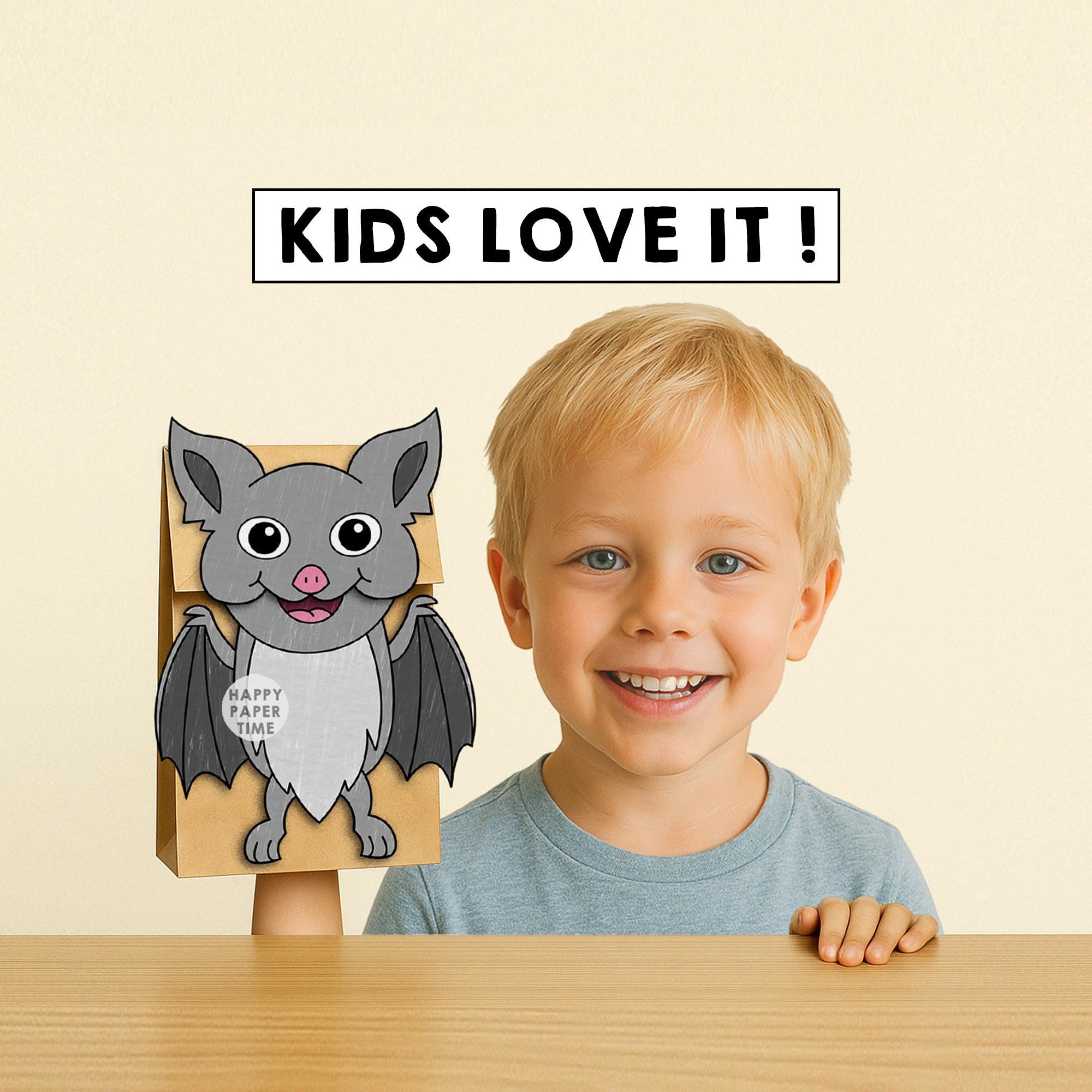 Bat Paper Bag Puppet Printable Halloween Craft Activity Cut Paste ...