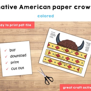Native American Paper Craft Bison Headdress Crown Party Template ...