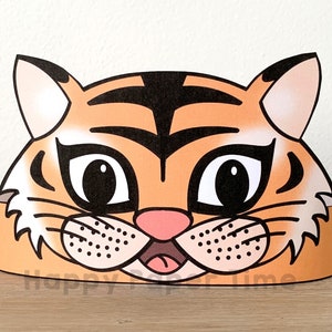 Tiger Paper Crown Party Printable Kids Craft Tiger Birthday Gift Favor ...