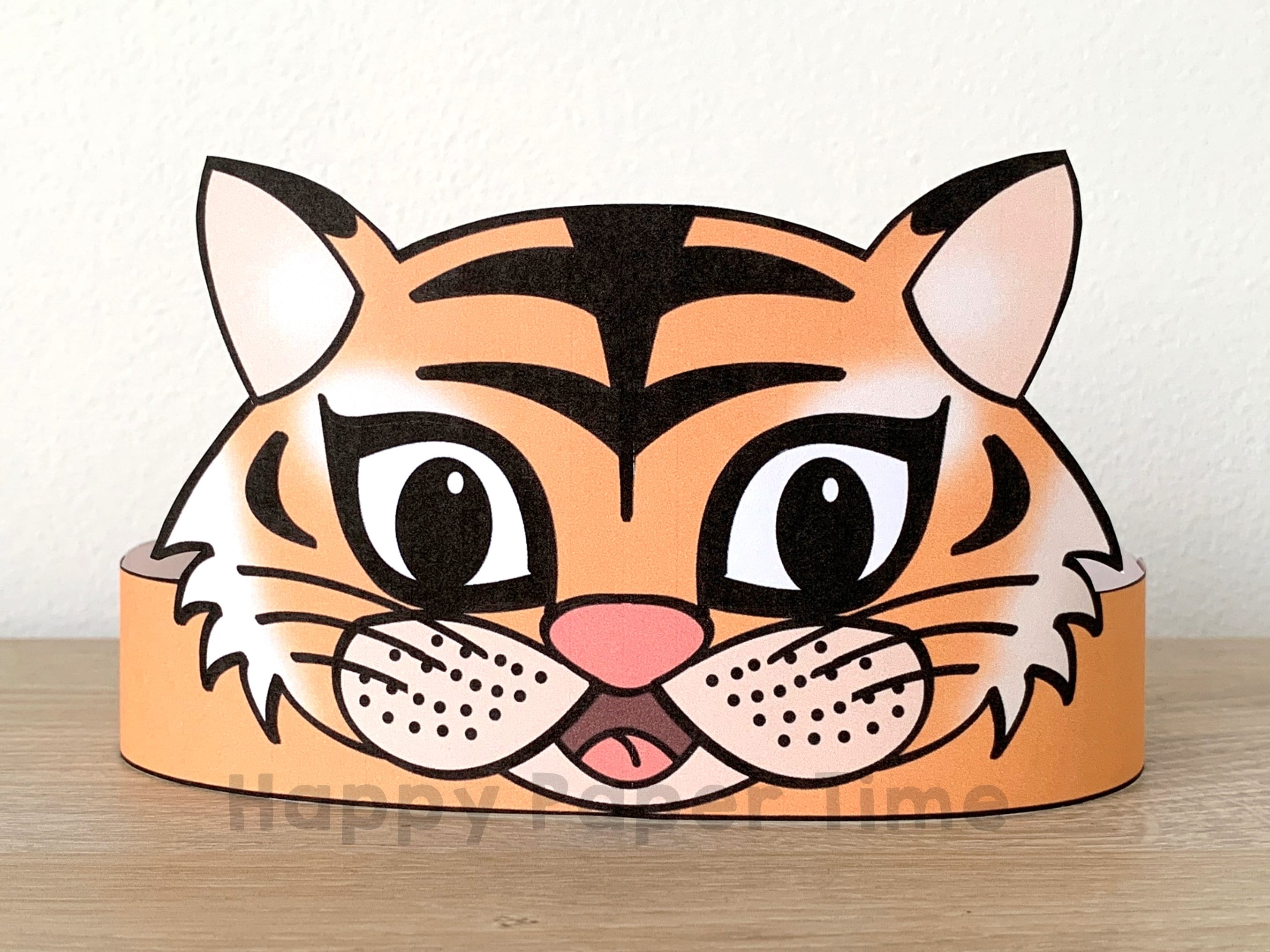 Tiger Paper Crown Party Printable Kids Craft Tiger Birthday Gift Favor ...