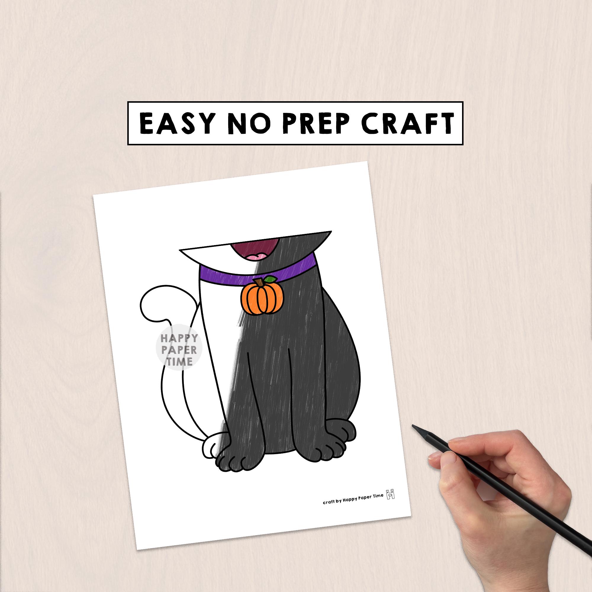 Black Cat Paper Bag Puppet Printable Halloween Craft Activity Cut Paste ...