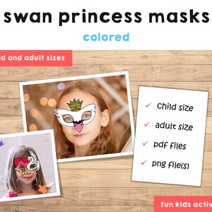 Swan Princess Party Printable Masks Fairytale Kids Party Mask Swan ...