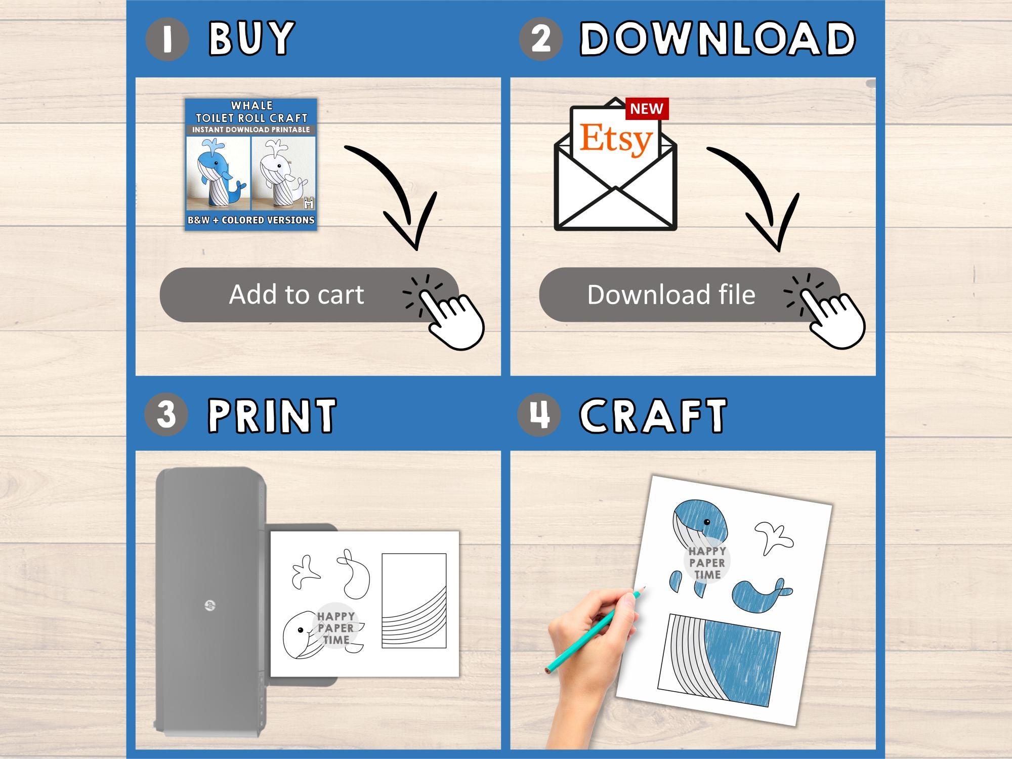 Whale Toilet Paper Roll Craft Ocean Animal Beach Sea Party Coloring ...