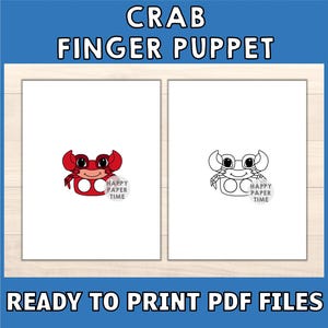 Crab Paper Craft Printable Ocean Animal Finger Puppet Kids Craft ...