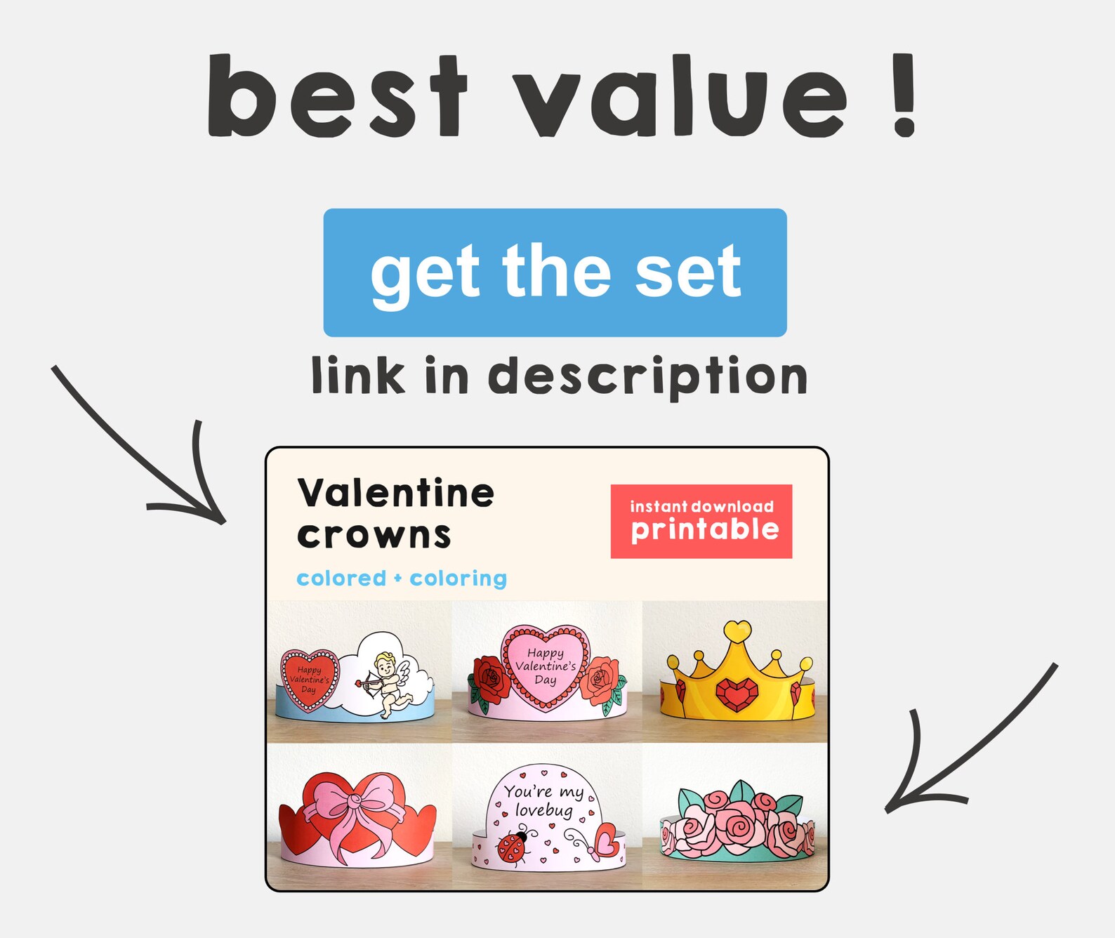 Heart Princess Paper Crown Party Activity Printable Kids Easy - Etsy