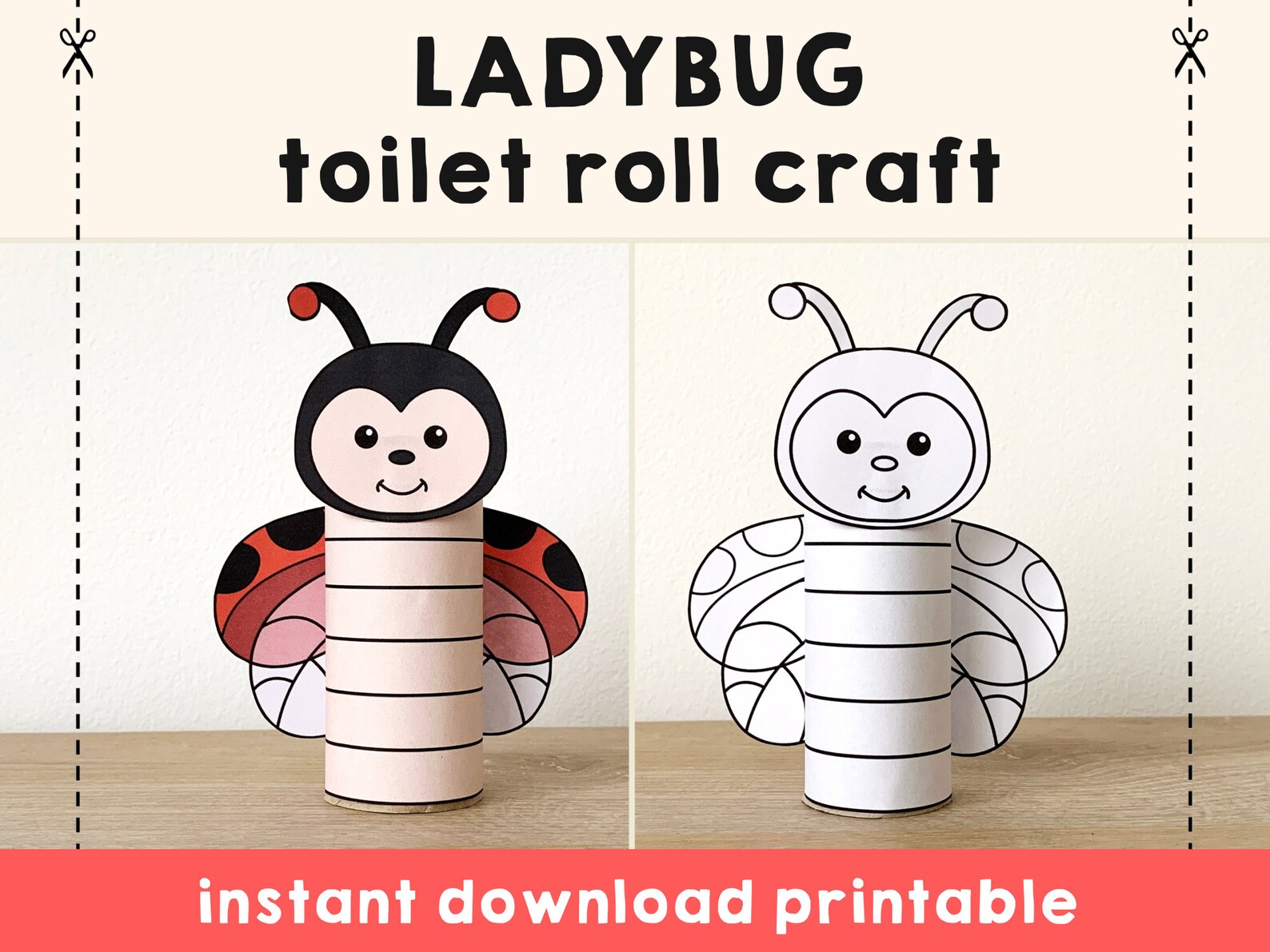 Ladybug Toilet Paper Roll Craft Bugs Insects Party Coloring Printable ...