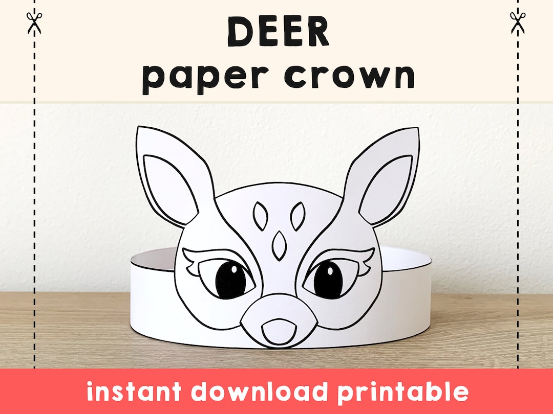 Deer Paper Crown Party Printable Kids Craft Woodland Birthday Gift ...