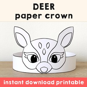 Deer Paper Crown Party Printable Kids Craft Woodland Birthday Gift ...