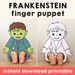 Frankenstein Paper Craft Printable Halloween Spooky Day Finger Puppet ...