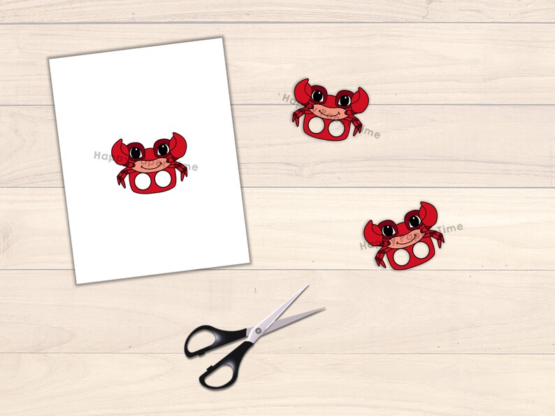 Crab Paper Craft Printable Ocean Animal Finger Puppet Kids - Etsy