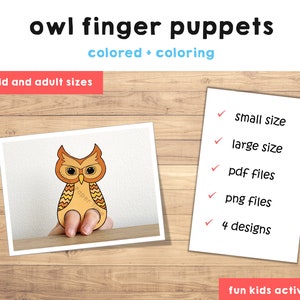Owl Puppet Paper Craft Printable Finger Puppet Kids Craft Animal ...