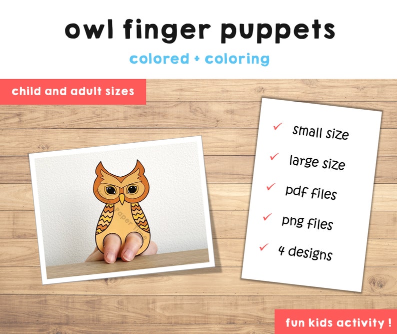 Owl Puppet Paper Craft Printable Finger Puppet Kids Craft | Etsy