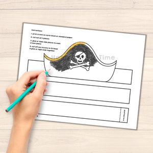 Pirate Hat Paper Crown Template Pirate Captain Party Headband Coloring ...