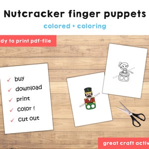 Nutcracker Christmas Winter Paper Craft Printable Finger Puppet ...