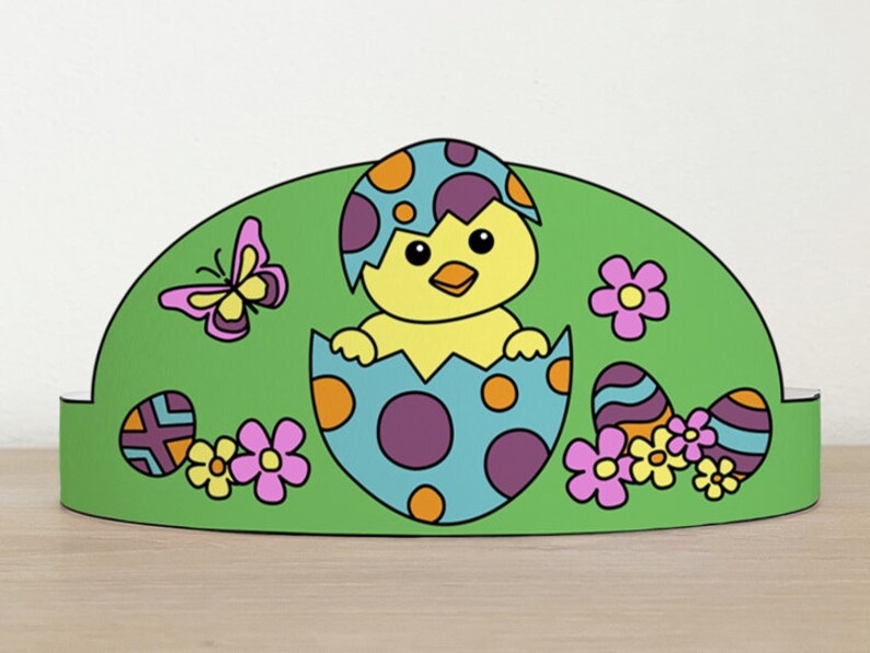 Easter Chick Eggs Hat Paper Crown Headband Easter Cut Out Party ...
