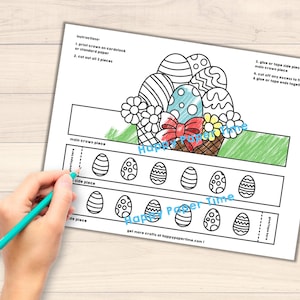 Easter Eggs Basket Paper Crown Coloring Headband Easter Cut Out Party ...