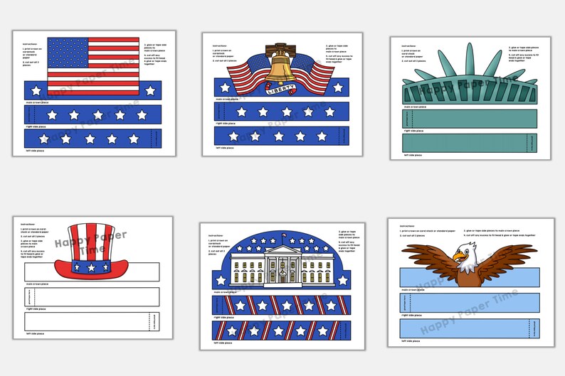 American Symbols Paper Crowns Flag 4th of July Patriotic - Etsy