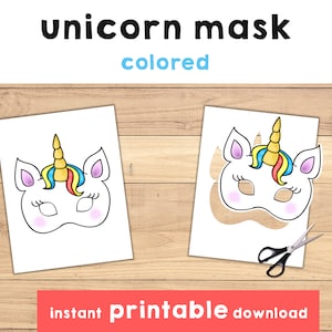 Unicorn Mask Unicorn Printable Mask Unicorn Party Favor Unicorn Costume ...