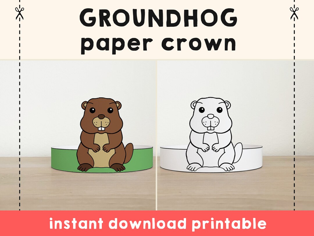 Groundhog Day Paper Crowns Party Coloring Printable Kids Craft Spring ...