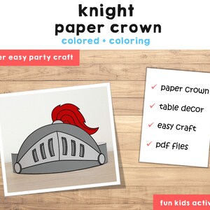 Knight Paper Helmet Crown Template Fantasy Party Headband Coloring ...