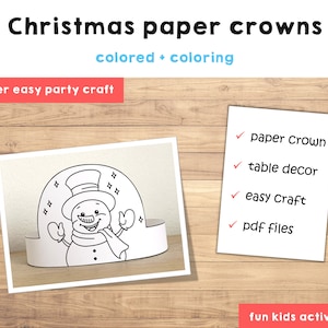 Christmas Paper Crowns Activity Printable Kids Craft Hats Winter ...