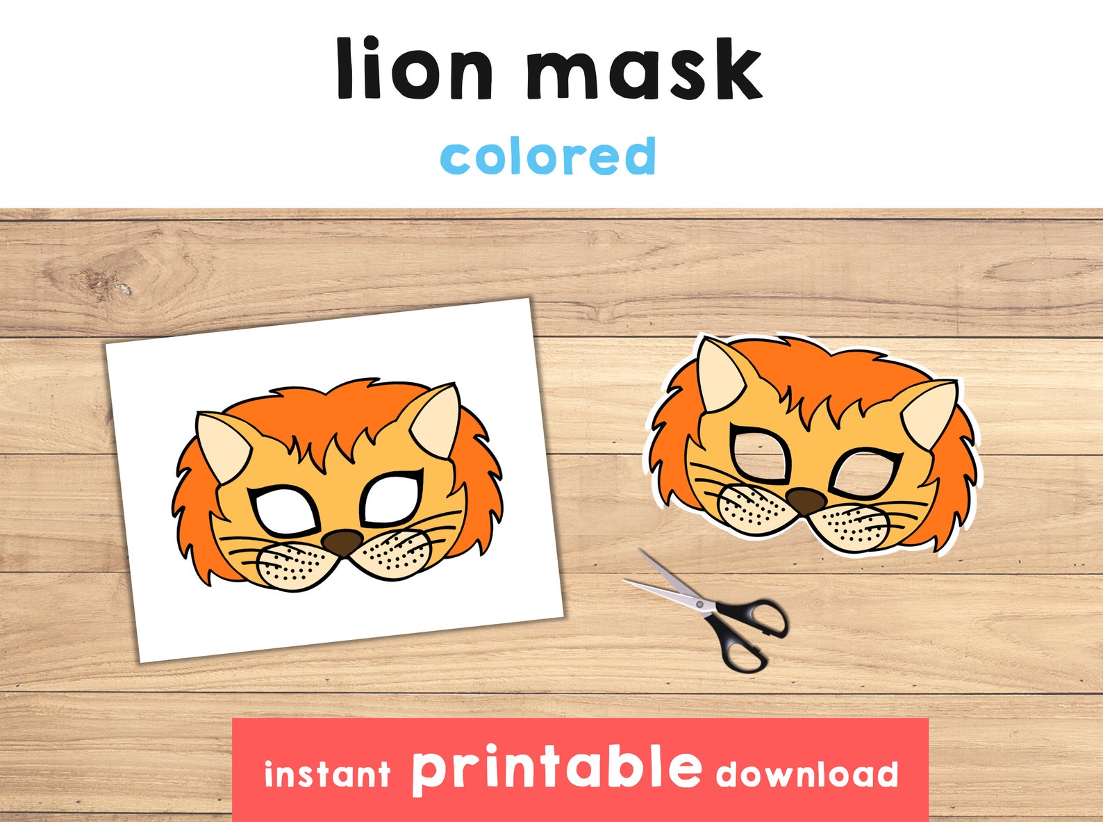 Lion Mask Printable Party Favor Lion Costume Mask Lion Party Jungle ...