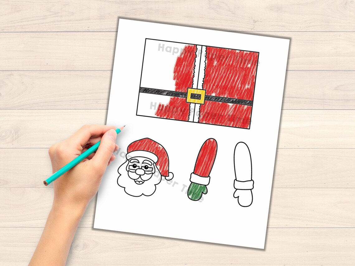 Santa Claus Toilet Paper Roll Craft Christmas Party Coloring | Etsy