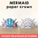 Mermaid Paper Crown Template Ocean Princess Party Headband Coloring ...
