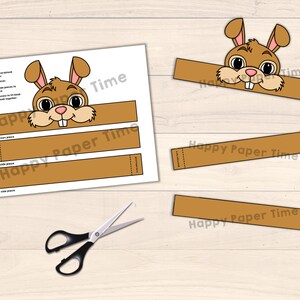Bunny Paper Crown Headband Coloring Pet Animal Printable Kids Craft ...
