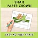 Snail Paper Crown Headband Party Coloring Printable Kids Craft Bug ...