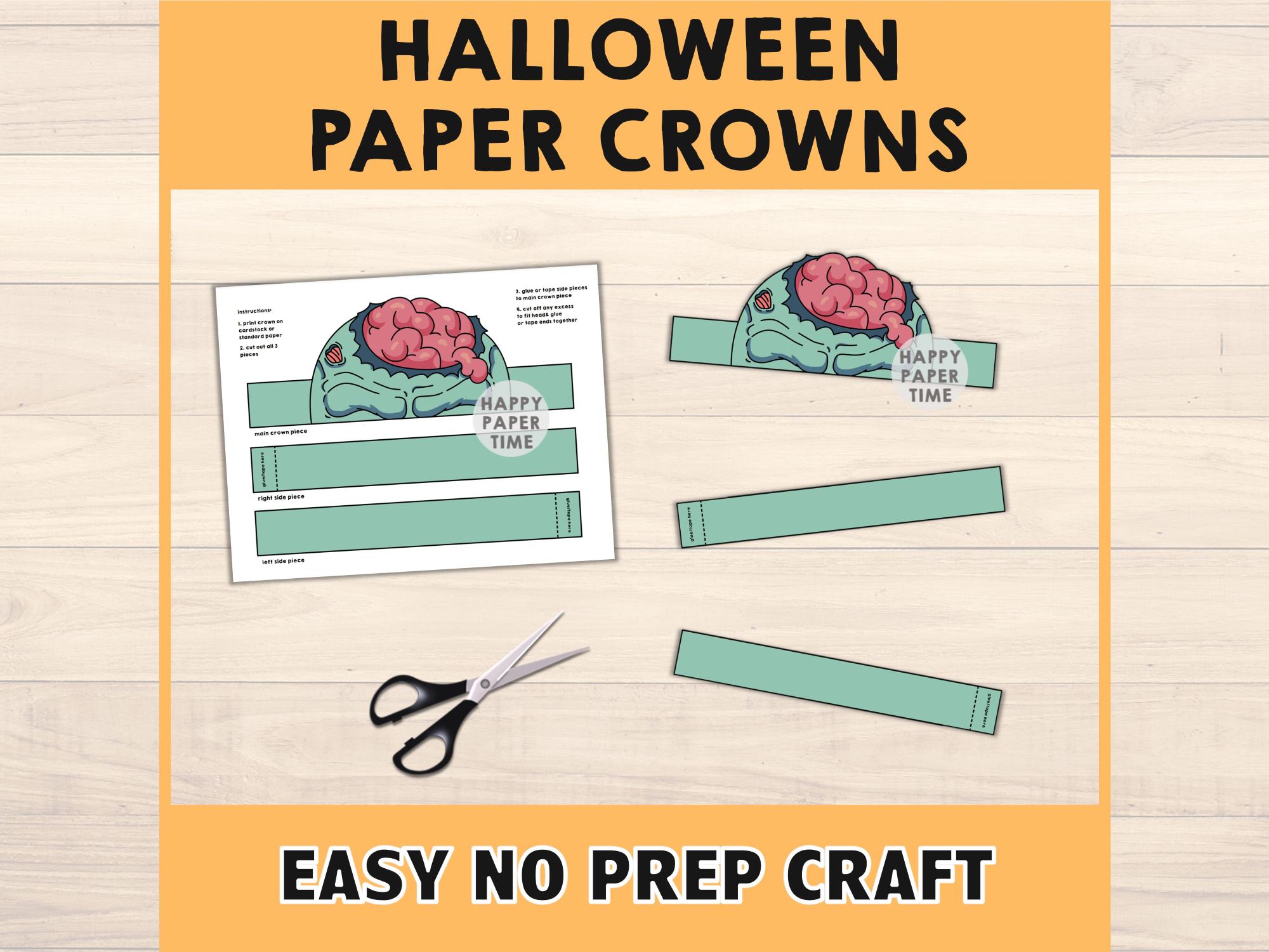 Halloween Paper Crowns Witch Zombie Bat Devil Frankenstein Printable ...