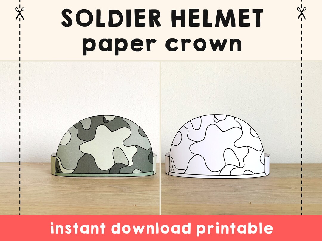 Soldier Helmet Paper Crown Headband Military Army Veteran Day Coloring ...