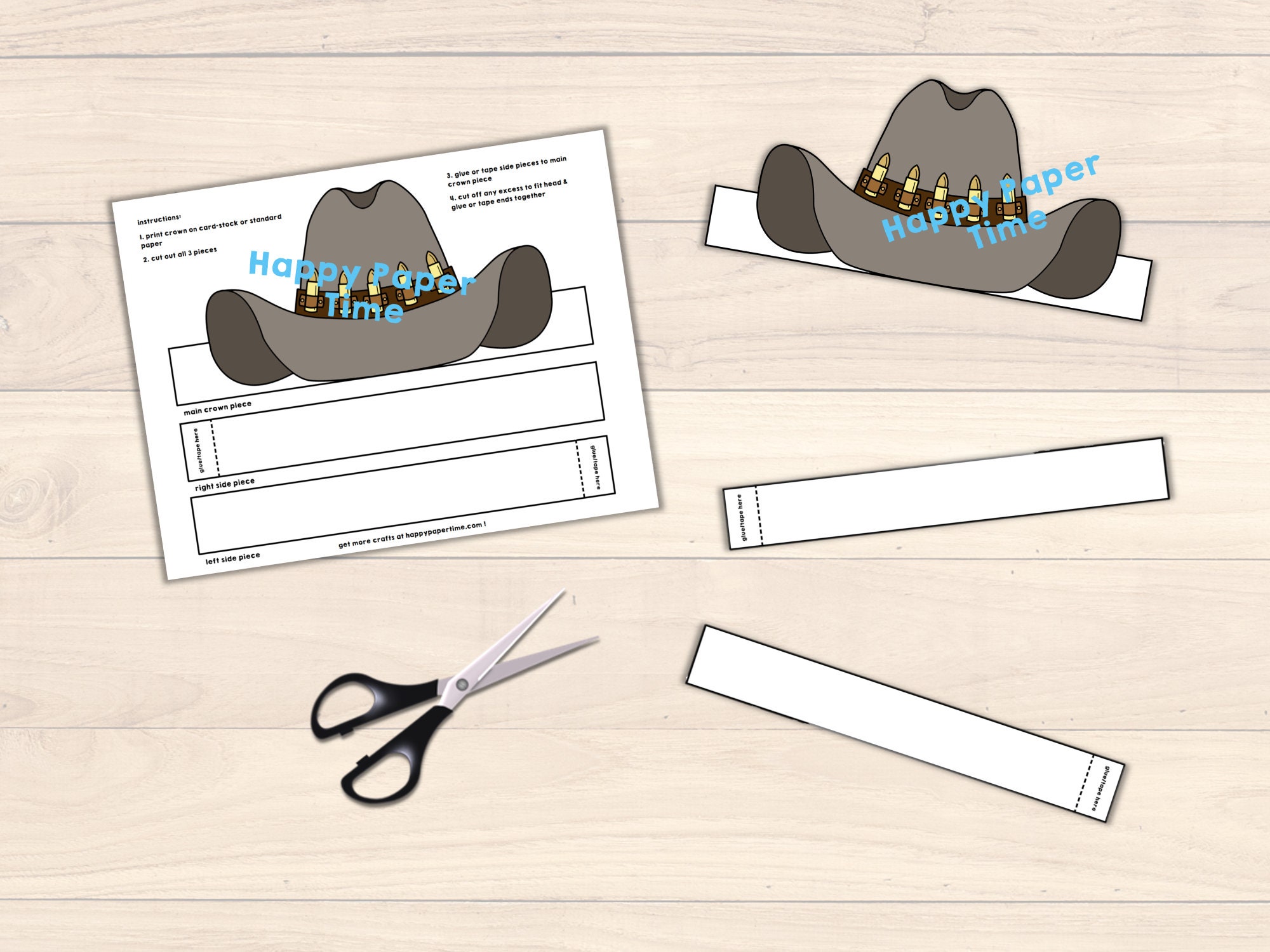 Cowboy Hat Paper Crown Party Coloring Printable Kids Craft - Etsy