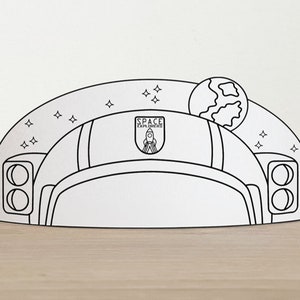 Astronaut Helmet Paper Crown Space Astronomy Party Coloring Printable ...
