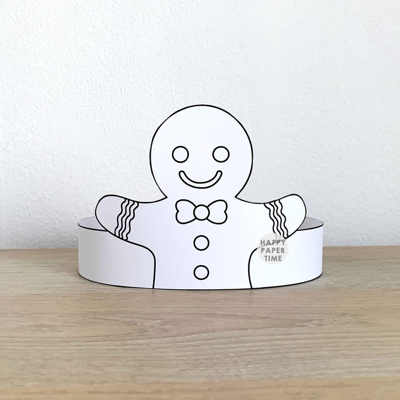 Gingerbread Man Paper Crown Hat Christmas Winter Holiday Party Coloring ...