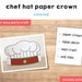 Chef Hat Cook Paper Crown Restaurant Party Printable Kids Craft ...