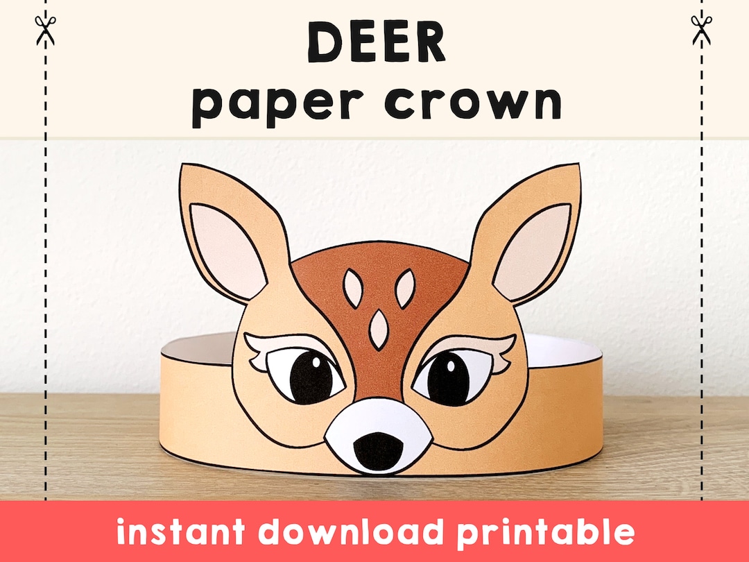 Deer Paper Crown Party Printable Kids Craft Woodland Birthday Gift ...