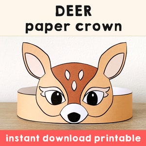 Deer Paper Crown Party Printable Kids Craft Woodland Birthday Gift ...