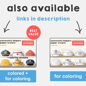 Community Helpers Paper Crowns Police Builder Farmer Nurse Mail Carrier ...