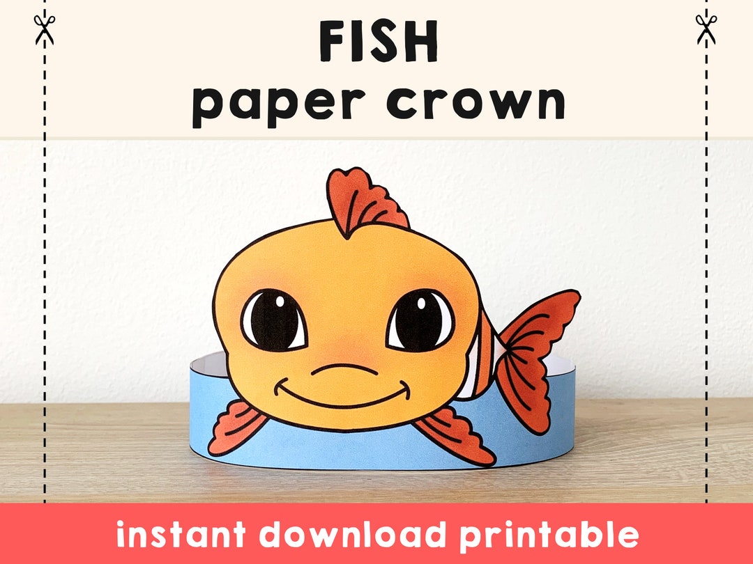 Fish Paper Crown Party Printable Party Hat Kids Craft Ocean Animal ...