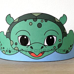 Sea Turtle Paper Crown Party Coloring Printable Party Hat Kids Craft ...