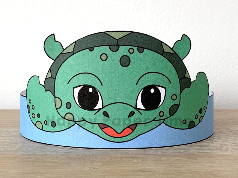 Sea Turtle Paper Crown Party Coloring Printable Party Hat Kids | Etsy