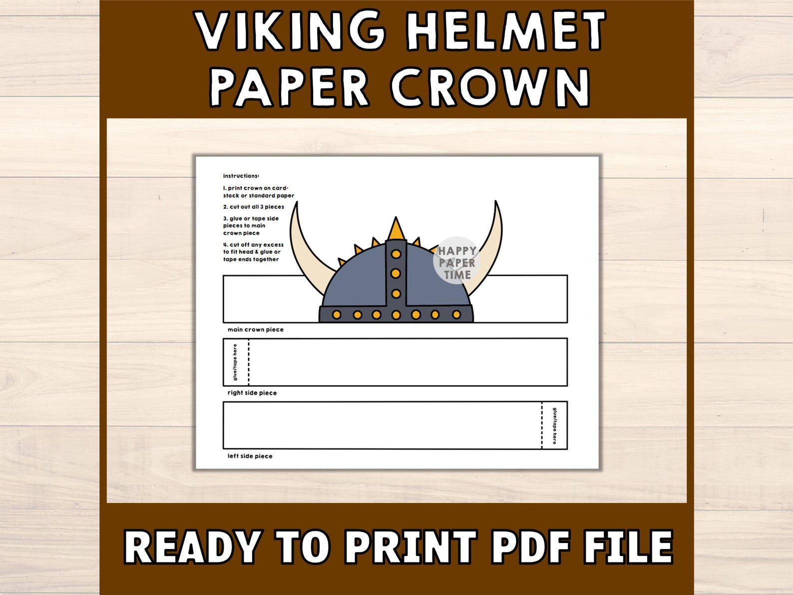 Viking Paper Crown Activity Printable Kids Craft Helmet Medieval ...