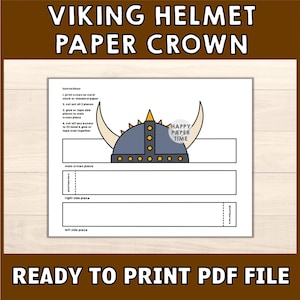 Viking Paper Crown Activity Printable Kids Craft Helmet Medieval ...