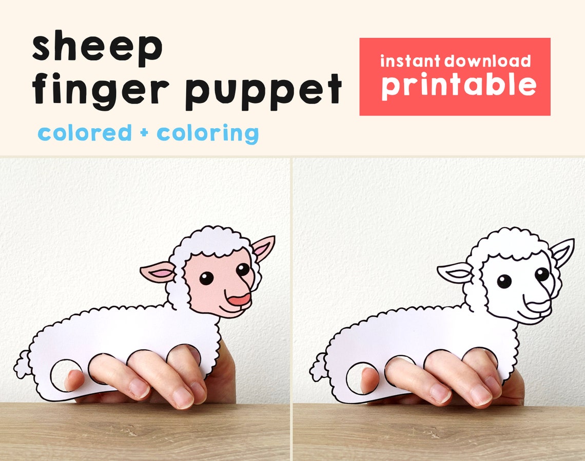 Sheep paper craft printable farm animal Finger Puppet Pretend | Etsy