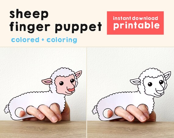 Sheep Paper Craft Printable Farm Animal Finger Puppet Pretend - Etsy