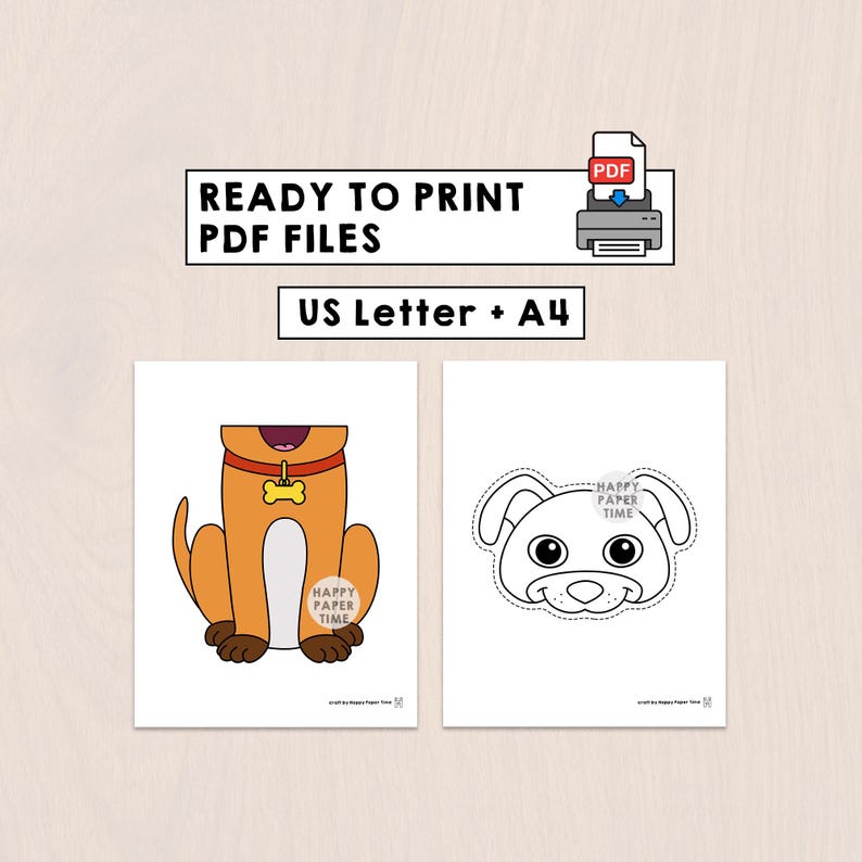 Dog Paper Bag Puppet Puppy Printable Pet Animal Craft Activity Cut ...