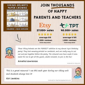 Viking Helmet Paper Crown Coloring Printable Kid Craft Birthday Party ...