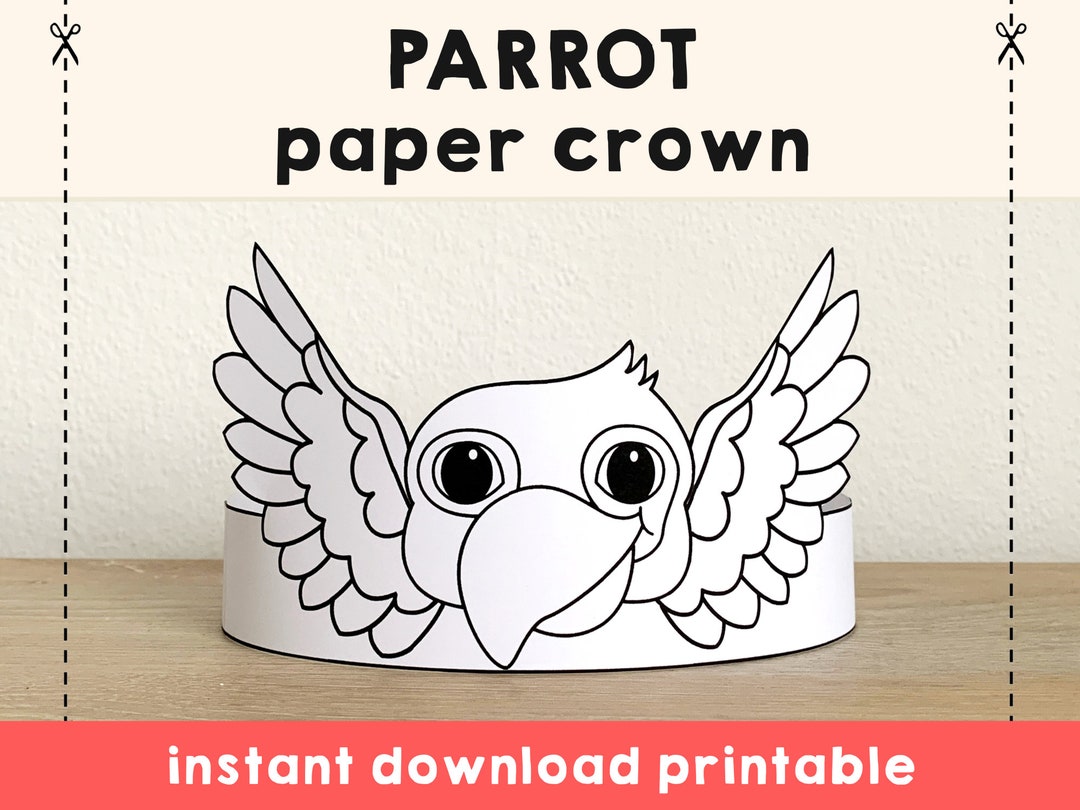 Parrot Paper Crown Headband Pet Animal Printable Kids Craft Bird Party ...